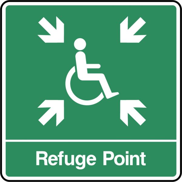 Refuge point arrows sign - DDA Act > Fire Assembly and Emergency - We ...