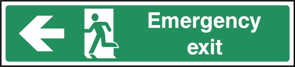Emergency exit arrow left sign - Emergency Escape > Fire Exit - We Do ...