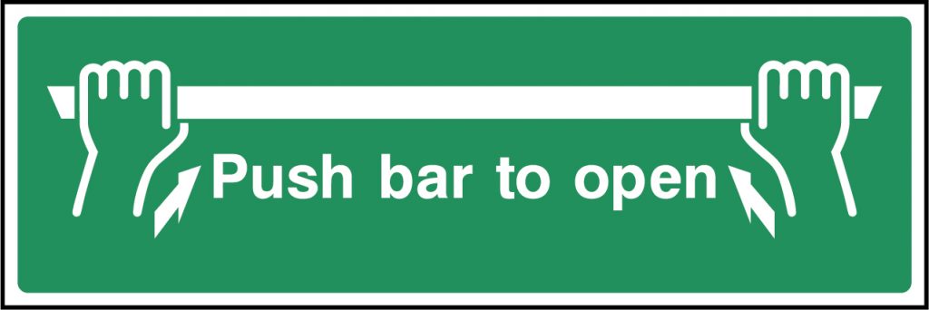 Push bar to open pic sign - Emergency Escape > Fire Exit - We Do Safety ...