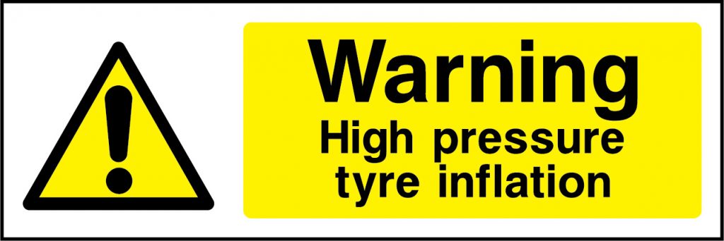 Warning high pressure tyre inflation sign - Garage Signs > Warning - We ...