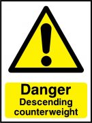 Danger descending counterweight sign - Lift & Escalator Safety ...