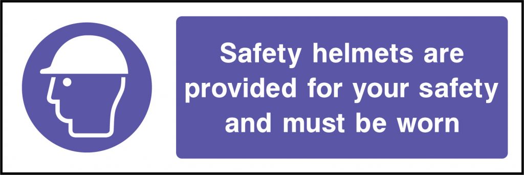 Safety helmets are provided for your safety sign - Mandatory Personal ...