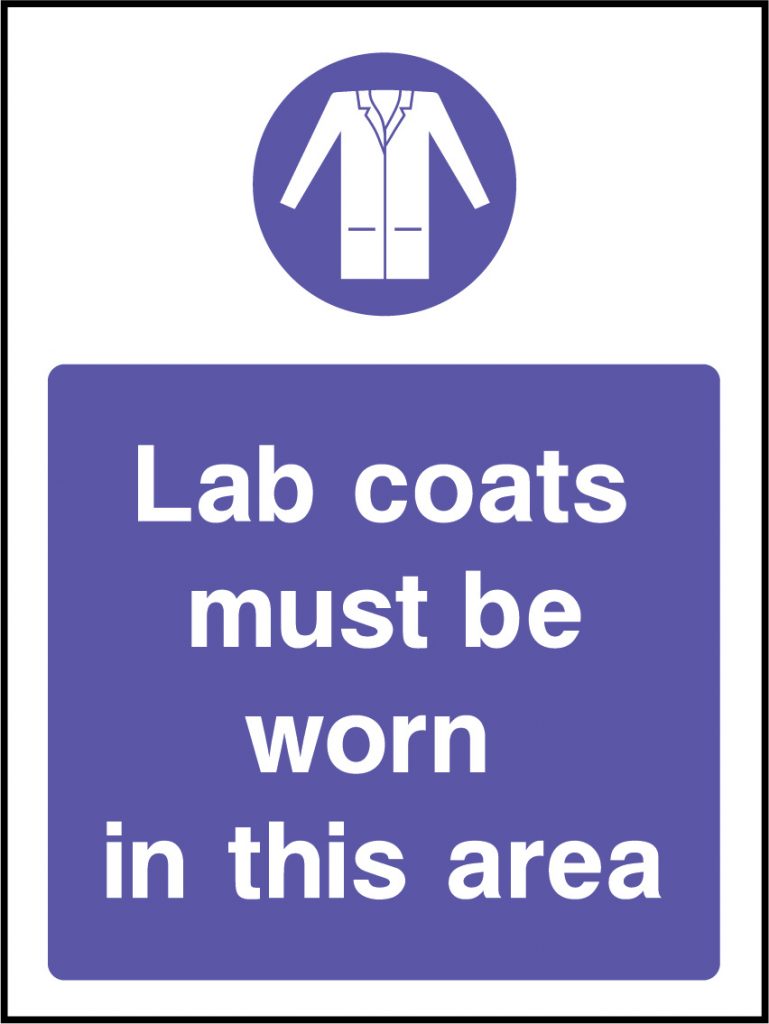 Lab coats must be worn in this area portrait sign - Mandatory ...