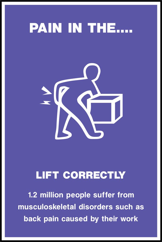 Pain in the lift correctly sign - Safety Posters - We Do Safety Signs