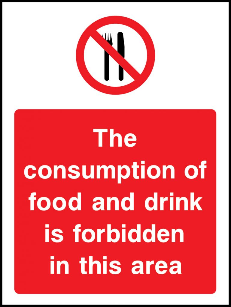 The consumption of food and drink is forbidden portrait sign ...