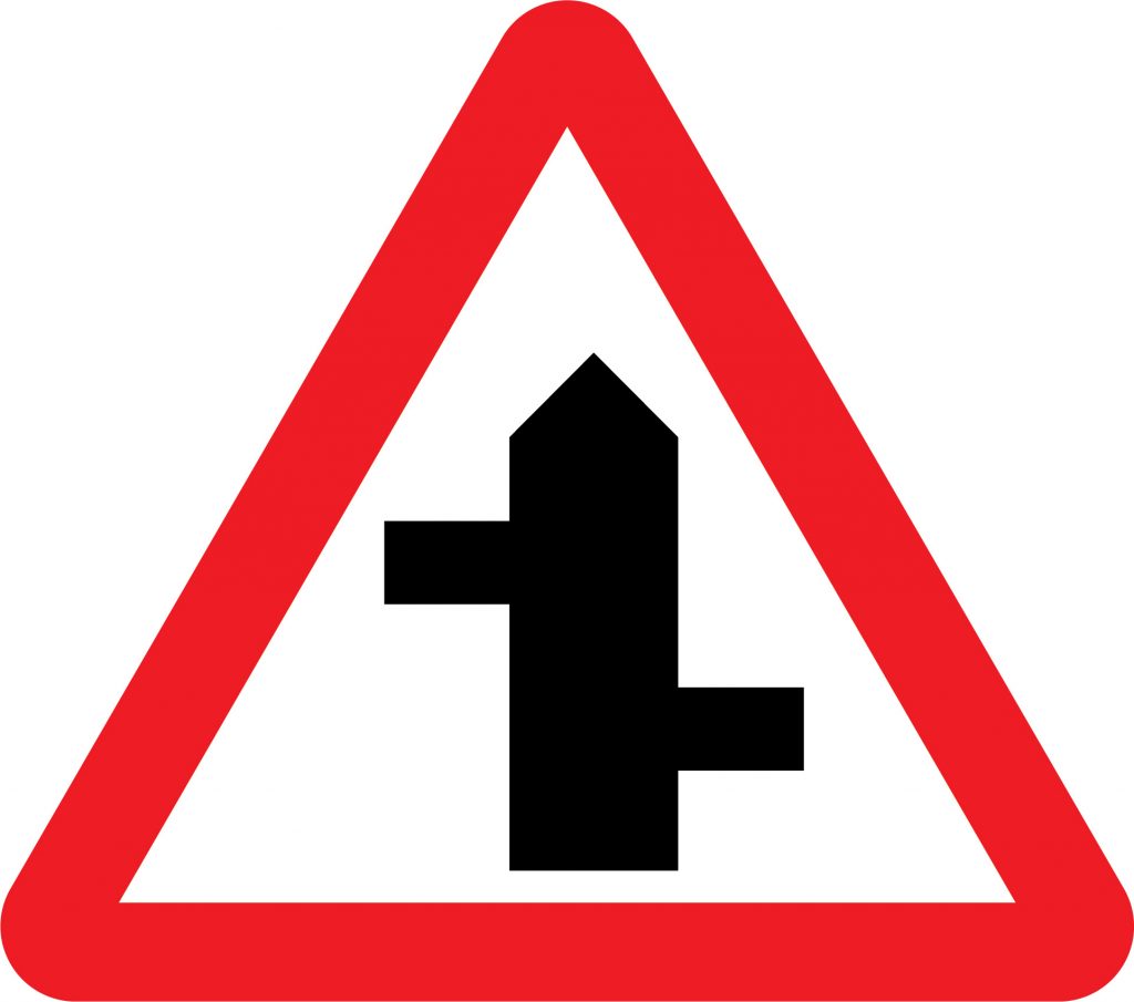 Staggered junction 2 road sign - Road Traffic Warning - We Do Safety Signs