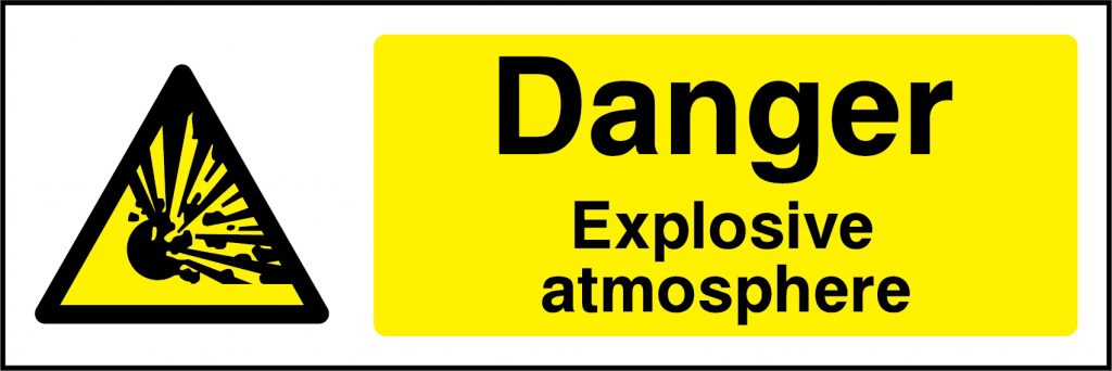 Danger explosive atmosphere sign - Warning Chemical Danger > Portrait ...