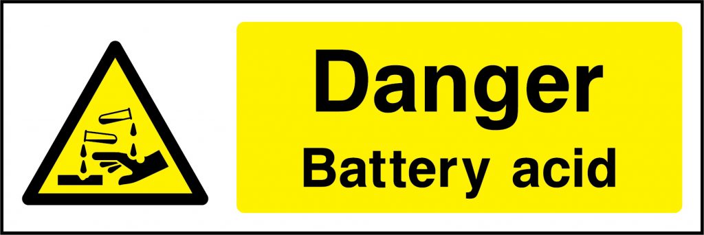 Danger battery acid sign - Warning Chemical Danger > Landscape Signs ...