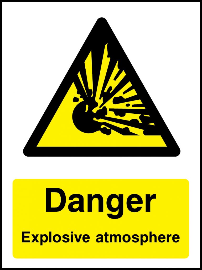 Danger explosive atmosphere sign - Warning Chemical Danger > Portrait ...