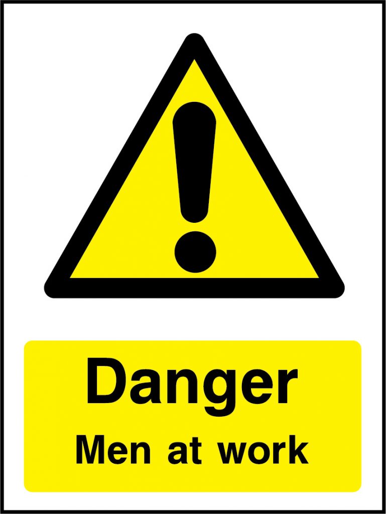 Danger men at work portrait sign - Warning General > Portrait Signs ...