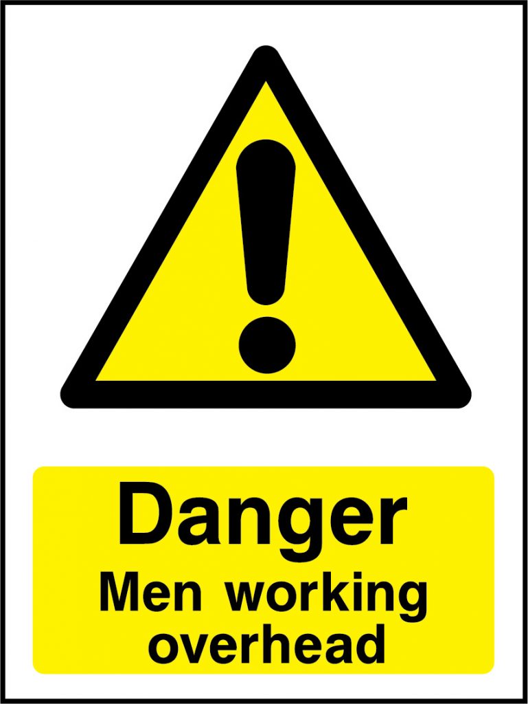 Danger men working overhead portrait sign - Warning General > Portrait ...