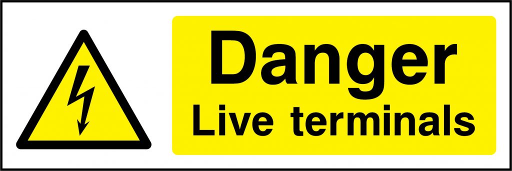 Danger live terminals sign - Warning Electrical Hazard > Landscape ...