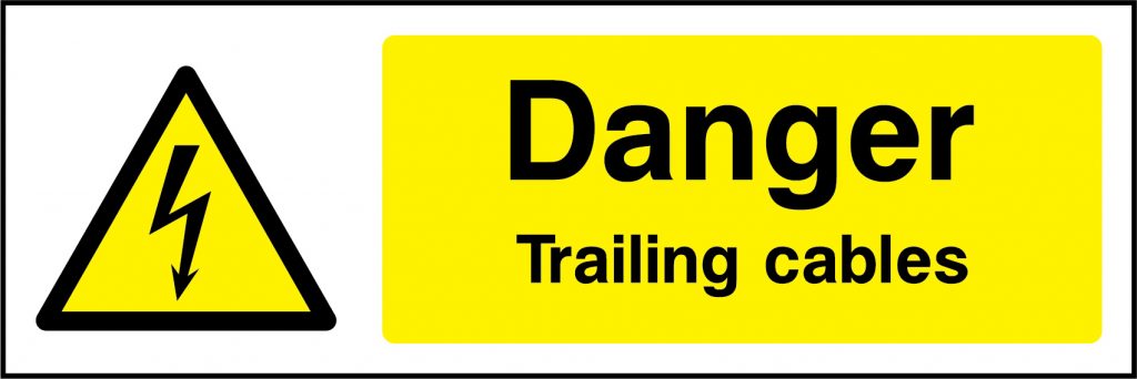 Danger trailing cables sign - Warning Electrical Hazard > Landscape ...