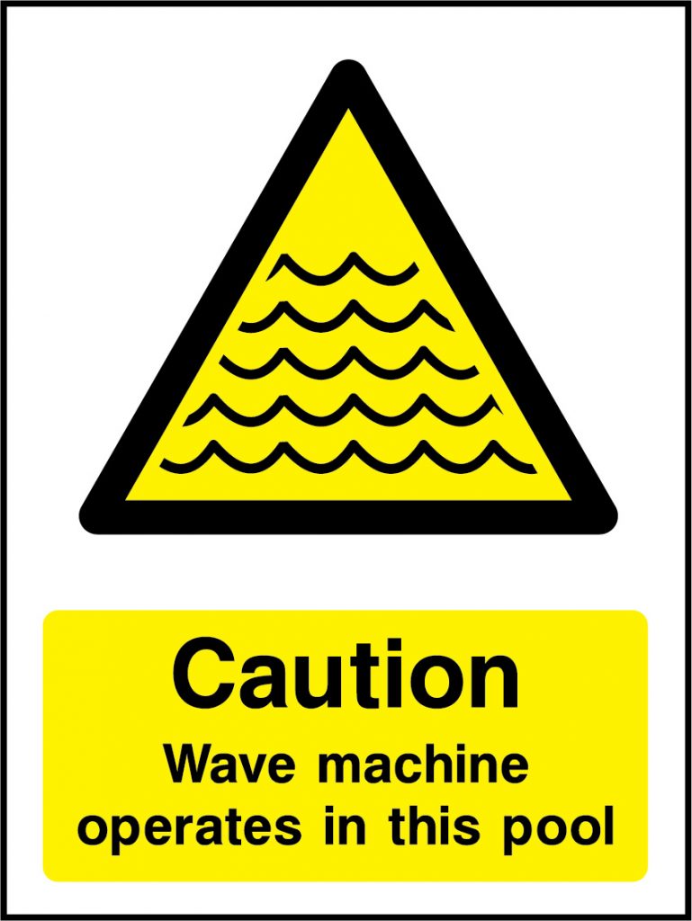 Caution wave machine operates in this pool sign - Water Safety ...